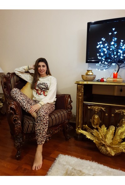 Civetta Dijital Baskılı Uzun Kollu Kadın Pijama Takımı