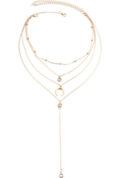 Delicate Girl Narin Kız Alaşım Ay Kolye Taklidi Kazak Zinciri Uzun Tüm Maç Sonbahar ve Kış Giysileri Aksesuarları Kolye (Yurt Dışından)