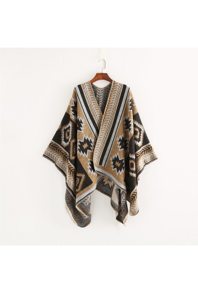 Delicate Girl Narin Kız Sonbahar ve Kış Kalın Avrupa ve Amerikan Tarzı Çapraz Elmas Geometrik Desen Taklit Kaşmir Büyük Şal (Yurt Dışından)