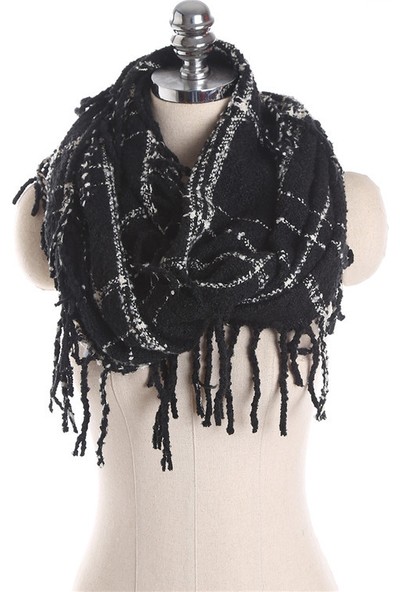 Delicate Girl Narin Kız Sonbahar ve Kış Önlüğü Bayanlar Ekose Halka Iplik Püskül Çift Kullanımlı Sıcak Önlük (Yurt Dışından)