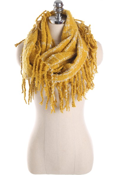 Delicate Girl Narin Kız Sonbahar ve Kış Önlüğü Bayanlar Ekose Halka Iplik Püskül Çift Kullanımlı Sıcak Önlük (Yurt Dışından)