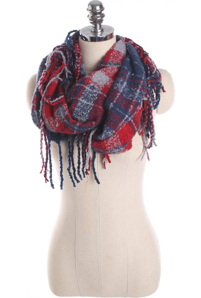 Delicate Girl Narin Kız Sonbahar ve Kış Önlüğü Bayanlar Ekose Halka Iplik Püskül Çift Kullanımlı Sıcak Önlük (Yurt Dışından)