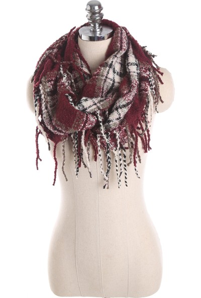 Delicate Girl Narin Kız Sonbahar ve Kış Önlüğü Bayanlar Ekose Halka Iplik Püskül Çift Kullanımlı Sıcak Önlük (Yurt Dışından)