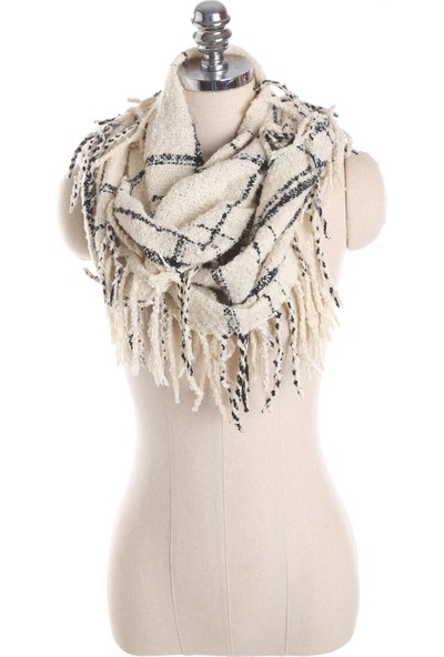 Delicate Girl Narin Kız Sonbahar ve Kış Önlüğü Bayanlar Ekose Halka Iplik Püskül Çift Kullanımlı Sıcak Önlük (Yurt Dışından)