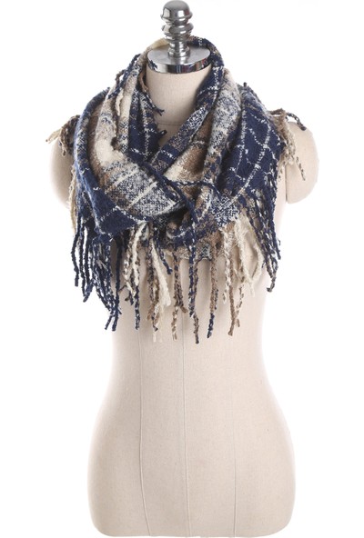 Delicate Girl Narin Kız Sonbahar ve Kış Önlüğü Bayanlar Ekose Halka Iplik Püskül Çift Kullanımlı Sıcak Önlük (Yurt Dışından)