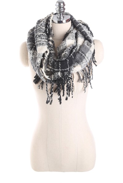 Delicate Girl Narin Kız Sonbahar ve Kış Önlüğü Bayanlar Ekose Halka Iplik Püskül Çift Kullanımlı Sıcak Önlük (Yurt Dışından)