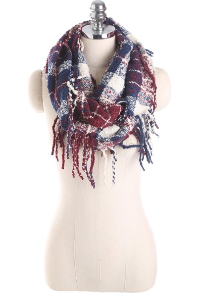 Delicate Girl Narin Kız Sonbahar ve Kış Önlüğü Bayanlar Ekose Halka Iplik Püskül Çift Kullanımlı Sıcak Önlük (Yurt Dışından)