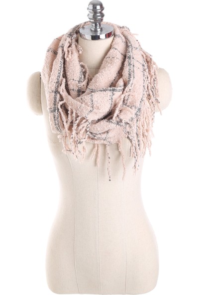 Delicate Girl Narin Kız Sonbahar ve Kış Önlüğü Bayanlar Ekose Halka Iplik Püskül Çift Kullanımlı Sıcak Önlük (Yurt Dışından)