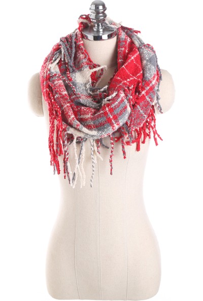 Delicate Girl Narin Kız Sonbahar ve Kış Önlüğü Bayanlar Ekose Halka Iplik Püskül Çift Kullanımlı Sıcak Önlük (Yurt Dışından)