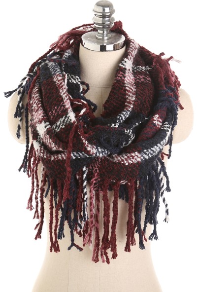 Delicate Girl Narin Kız Sonbahar ve Kış Önlüğü Bayanlar Ekose Halka Iplik Püskül Çift Kullanımlı Sıcak Önlük (Yurt Dışından)