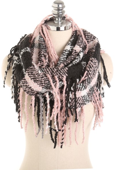 Delicate Girl Narin Kız Sonbahar ve Kış Önlüğü Bayanlar Ekose Halka Iplik Püskül Çift Kullanımlı Sıcak Önlük (Yurt Dışından)