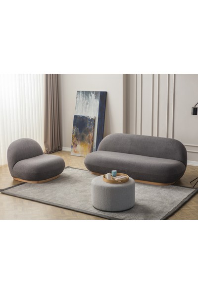 Eymense Tedy Koltuk Takımı Gri 3+1+Puf