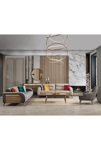 Eymense Hitit Koltuk Takımı Füme 3+3+1