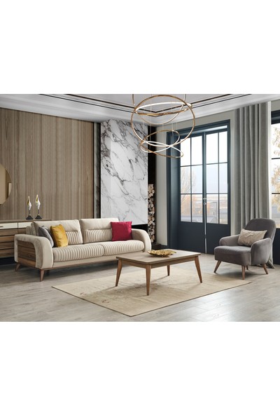 Eymense Hitit Koltuk Takımı Krem 3+1 Eymense Hitit Koltuk Takımı Krem 3+1