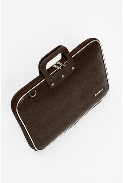 Bagscage - S. Desenli Koyu Kahve 15,6'' Omuz Çantası