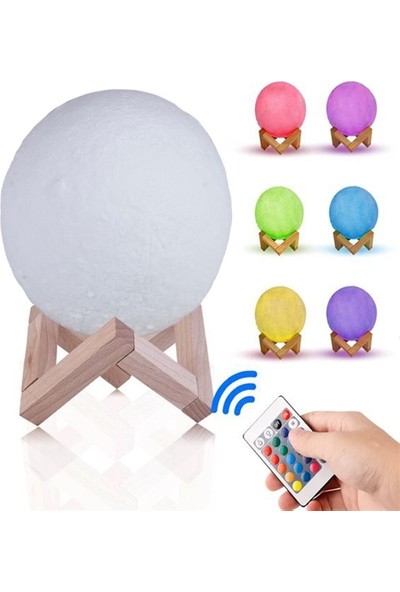 Evdeki Çarşı 18 cm Moonlight 3D Ay Lamba Şarjlı Kumandalı Renkli Dekoratif Gece Lambası Evdeki Çarşı 18 cm Moonlight 3D Ay Lamba Şarjlı Kumandalı Renkli Dekoratif Gece Lambası