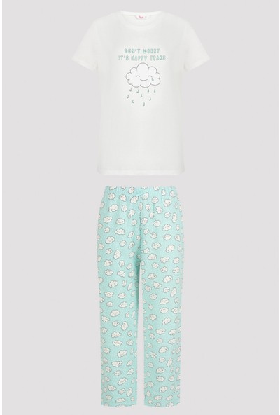 Penti Çok Renkli Happy Cloud Kapri Pijama Takımı Penti Çok Renkli Happy Cloud Kapri Pijama Takımı