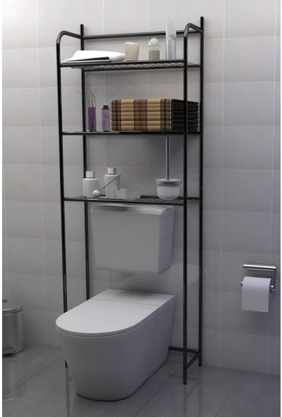 Metropolavm Metal Ayaklı 3 Raflı Klozet Üstü Raf Askılık Metropolavm Metal Ayaklı 3 Raflı Klozet Üstü Raf Askılık
