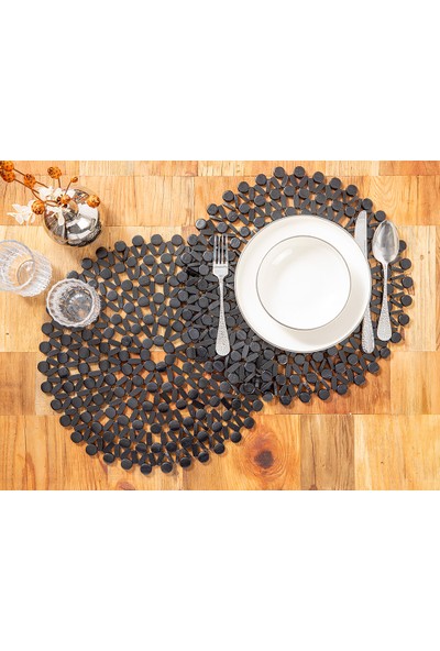 English Home Beaded Bambu Amerikan Servis 36 cm Siyah