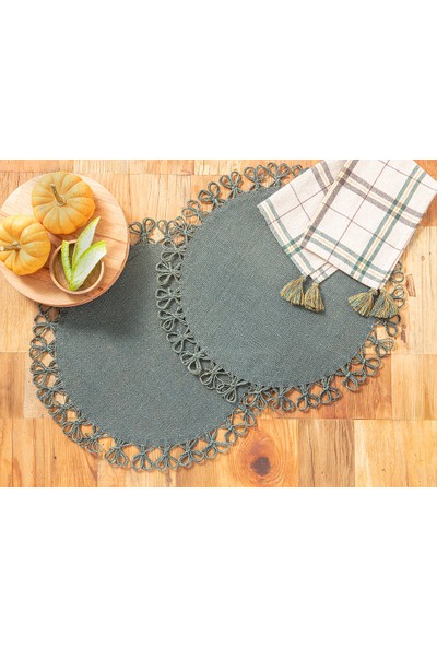 English Home Florale Jüt 2'li Amerikan Servis 38 cm Gri