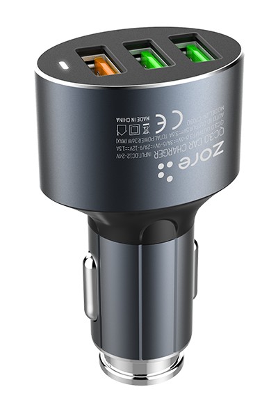 Techno Guru Oto Araç Kiti Qualcomm Quick Charge 3.0 Hızlı Şarj Destekli 3 Girişli ZR-C703Q 2in1 Oto Çakmak