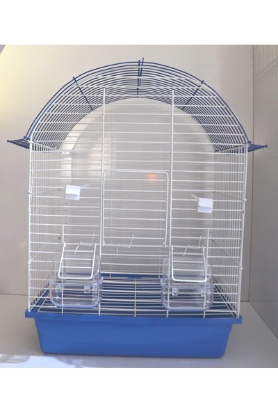 Green Pet Çift Muhabbet Kuşu, Sultan Papağanı ve Küçük Irk Papağanlar Için Çift Yemlikli Kafes Mavi