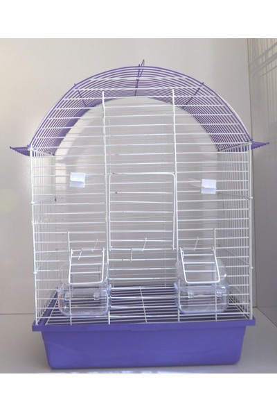 Green Pet Çift Muhabbet Kuşu, Sultan Papağanı ve Küçük Irk Papağanlar Için Çift Yemlikli Kafes Mor