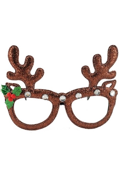 Partishop.net Yılbaşı Taşlı Bronz Boynuz Gözlük