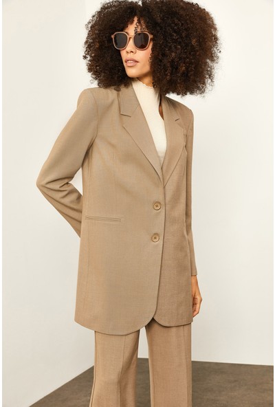 Bej Vatkalı Crep Ceket 2KXK4-45781-25