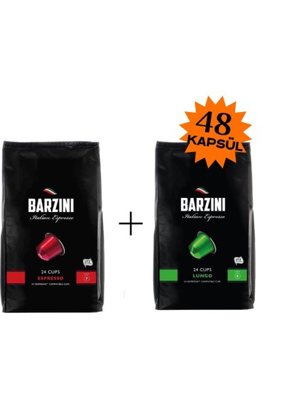 Barzini Espresso & Lungo Kapsül Kahve 48 Kapsül Barzini Espresso & Lungo Kapsül Kahve 48 Kapsül