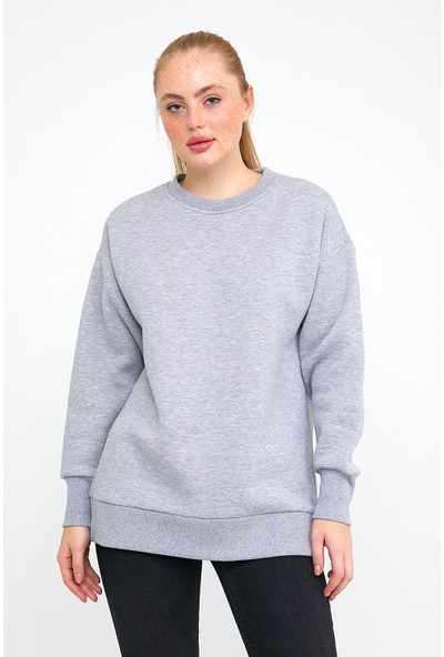 Vena 0 Yaka Şardonlu S-Shirt Gri Melanj