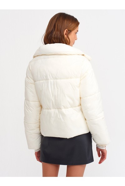 Dilvin 6924 Kısa Şişme Mont-Ekru