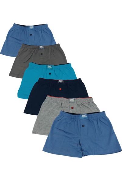 Tutku Erkek Çocuk 6'lı Havlu Bel Pamuklu Düğmeli Boxer