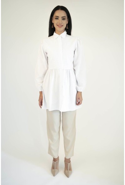 Meys Gizli Patlı Brode Detaylı Gömlek