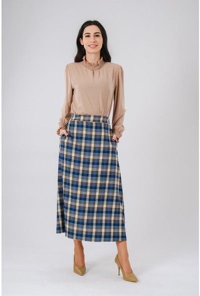 Meys Çizgi Detaylı Kloş Etek Meys Çizgi Detaylı Kloş Etek