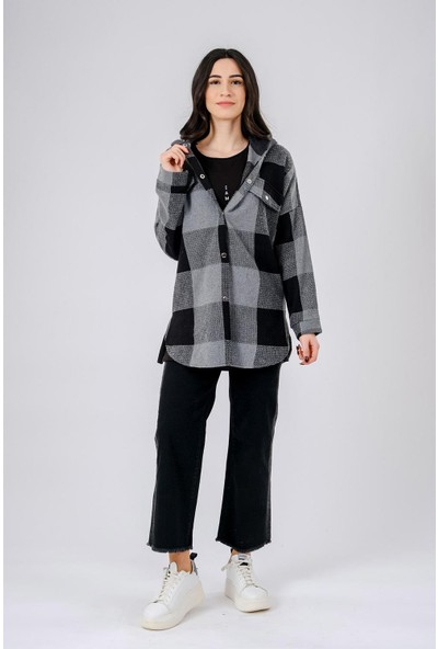 Meys Kapüşonlu Ekose Tunik Meys Kapüşonlu Ekose Tunik