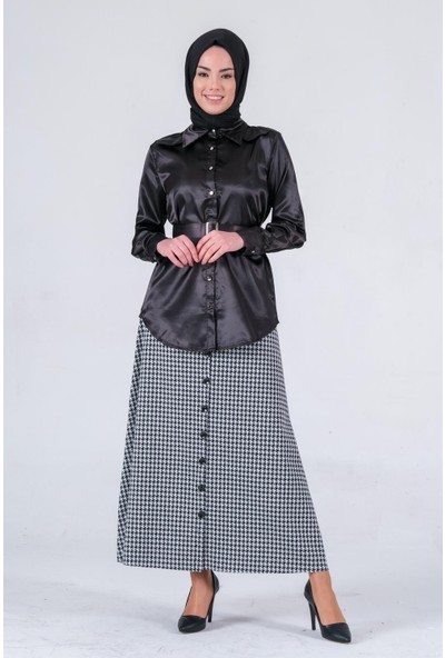 Meys Kazayağı Desenli Etek Meys Kazayağı Desenli Etek