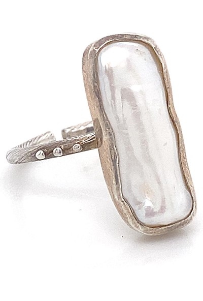 Birinci 1926 925 Ayar Gümüş Çubuk Barok İnci Kadın Yüzük