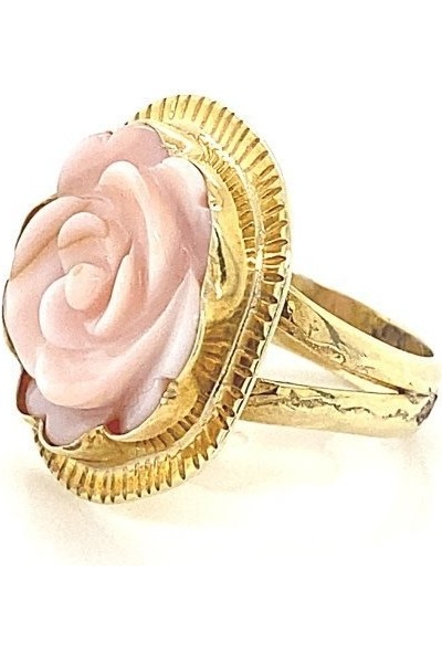 Birinci 1926 925 Ayar Gümüş Gül Modelli Sedef Kadın Yüzük