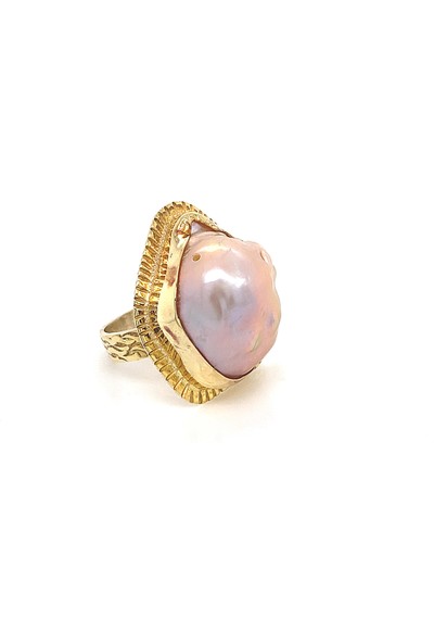 Birinci 1926 925 Ayar Gümüş Renkli Barok İnci Kadın Yüzük