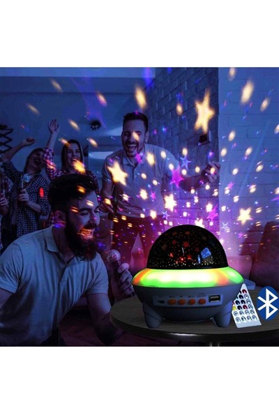 Murat Şarjlı Kumandalı Ufo Müzik Çalar USB Bluetooth Hoparlör ve Projeksiyon Gece Lambası Murat Şarjlı Kumandalı Ufo Müzik Çalar USB Bluetooth Hoparlör ve Projeksiyon Gece Lambası