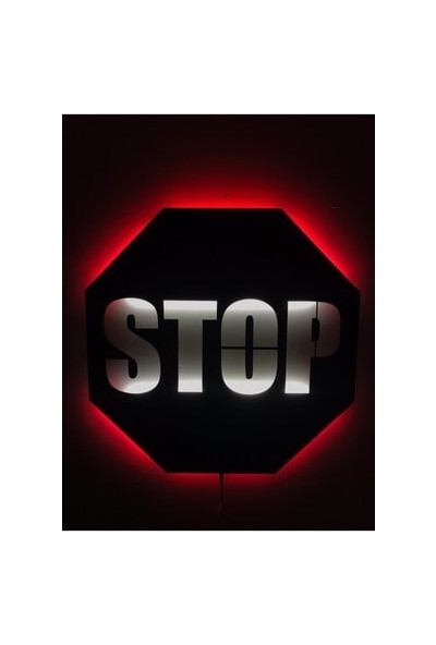 Dekor Hediyelik Stop Ledli Ahşap Tablo