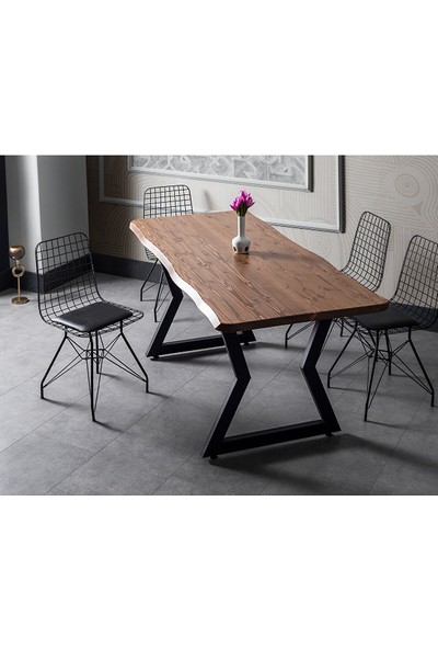 Ahşap Center Kütük Masa Takımı Lüx Kütük 6 Kişilik Takım 80X160CM