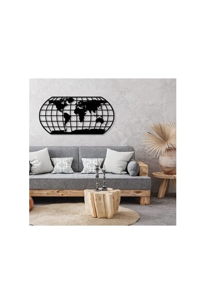 Dekor Hediyelik Ahşap Dünya Duvar Dekoru-Tablosu