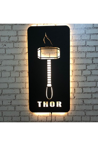 Dekor Hediyelik Thor Ledli Ahşap Tablo Dekor Hediyelik Thor Ledli Ahşap Tablo