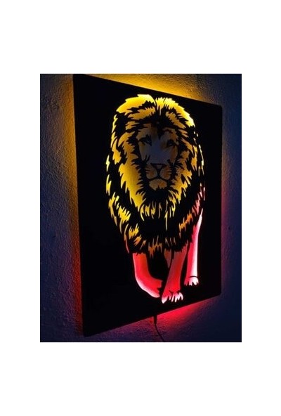 Dekor Hediyelik Aslan Işıklı Tablo-Duvar Dekorasyonu Dekor Hediyelik Aslan Işıklı Tablo-Duvar Dekorasyonu