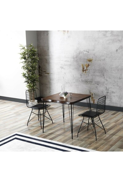 Ahşap Center Kütük Masa Takımı 2 Sandalyeli
