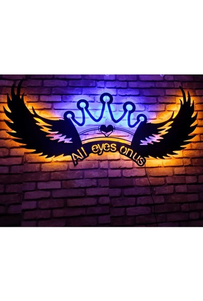 Dekor Hediyelik Dekoratif Kanatlı Taç LED Işıklı Tablo-Dekoratif Tablo