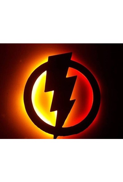 Dekor Hediyelik Şimşek Desenli Ledli Ahşap Tablo