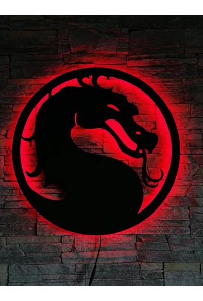 Dekor Hediyelik Ejderha Mortal Kombat Temalı LED Işıklı Tablo
